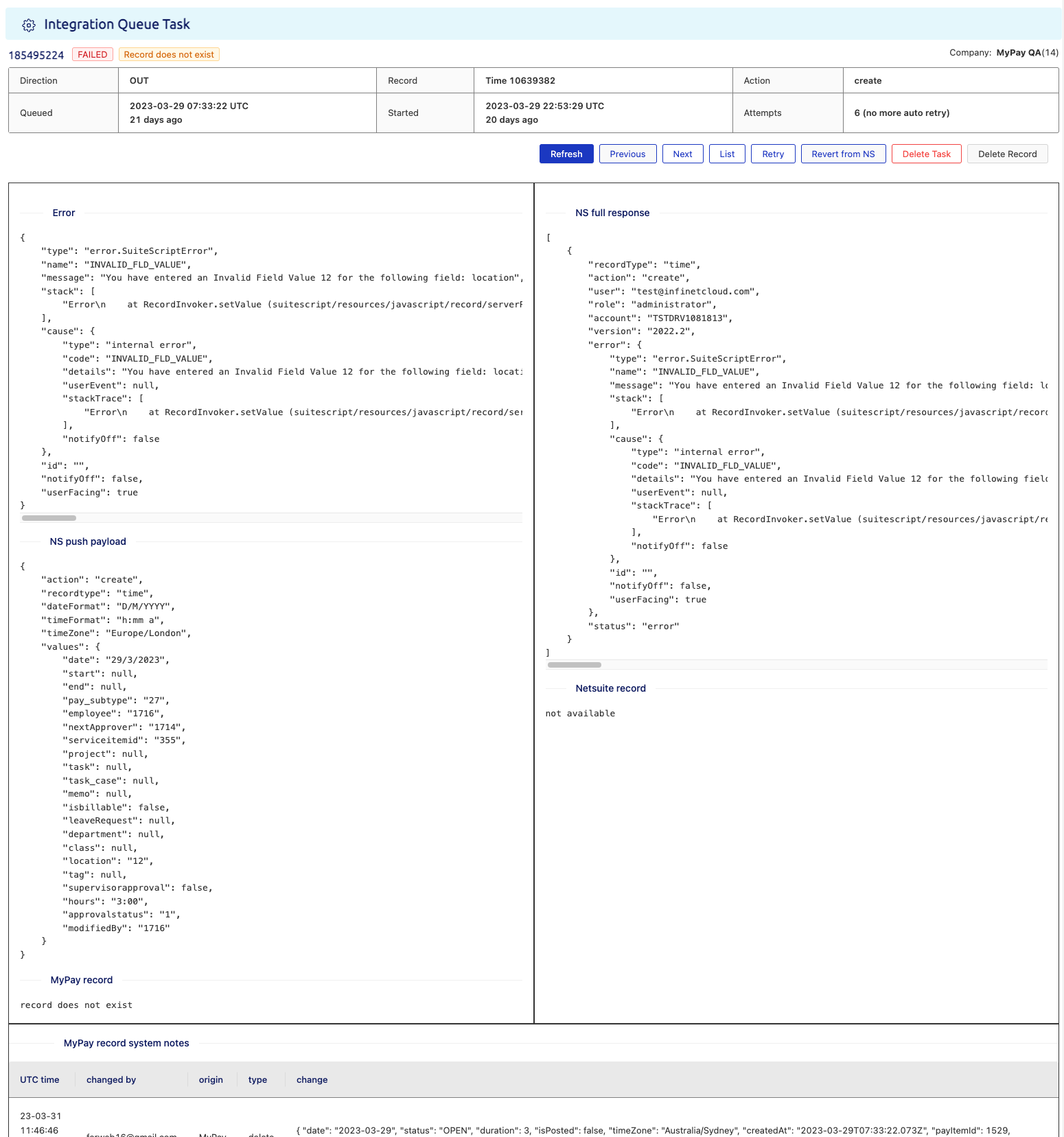 Integration Queue Errors – Zone Employee Portal Knowledge Base