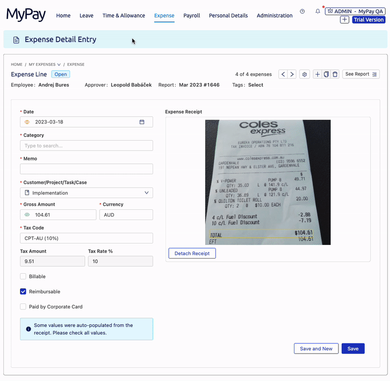 Attaching Receipts – Zone Employee Portal Knowledge Base