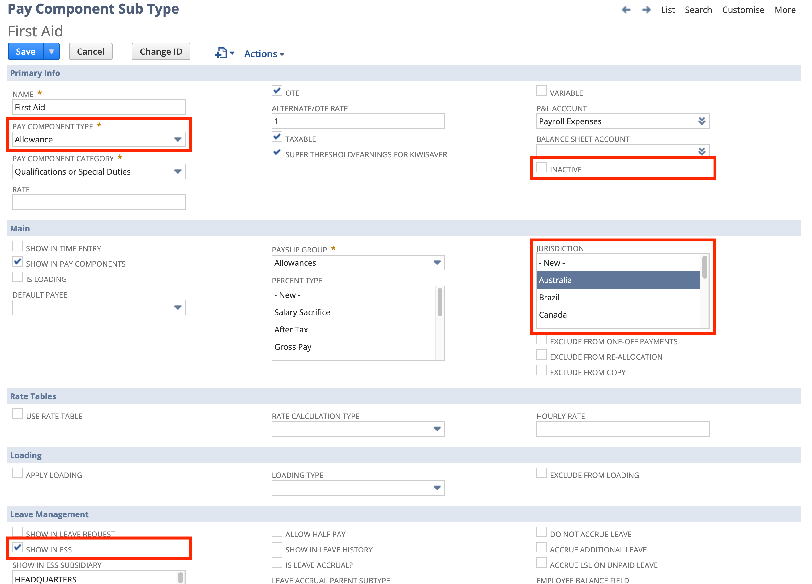 Pay Component Sub Type Configuration – Zone Employee Portal Knowledge Base